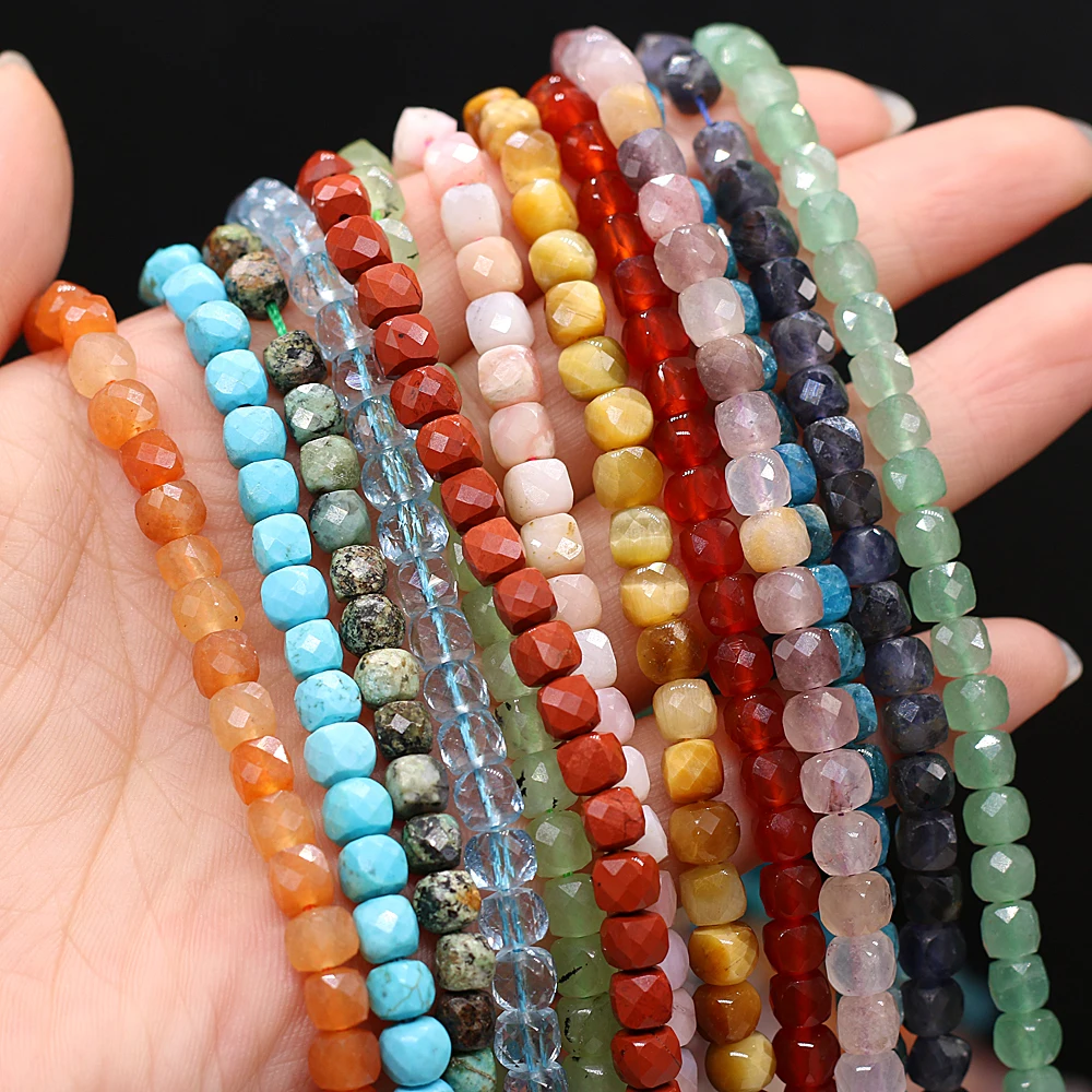 Faceted Natural Irregular Square Stone Beads 5mm Crystal Rose Quartz ...