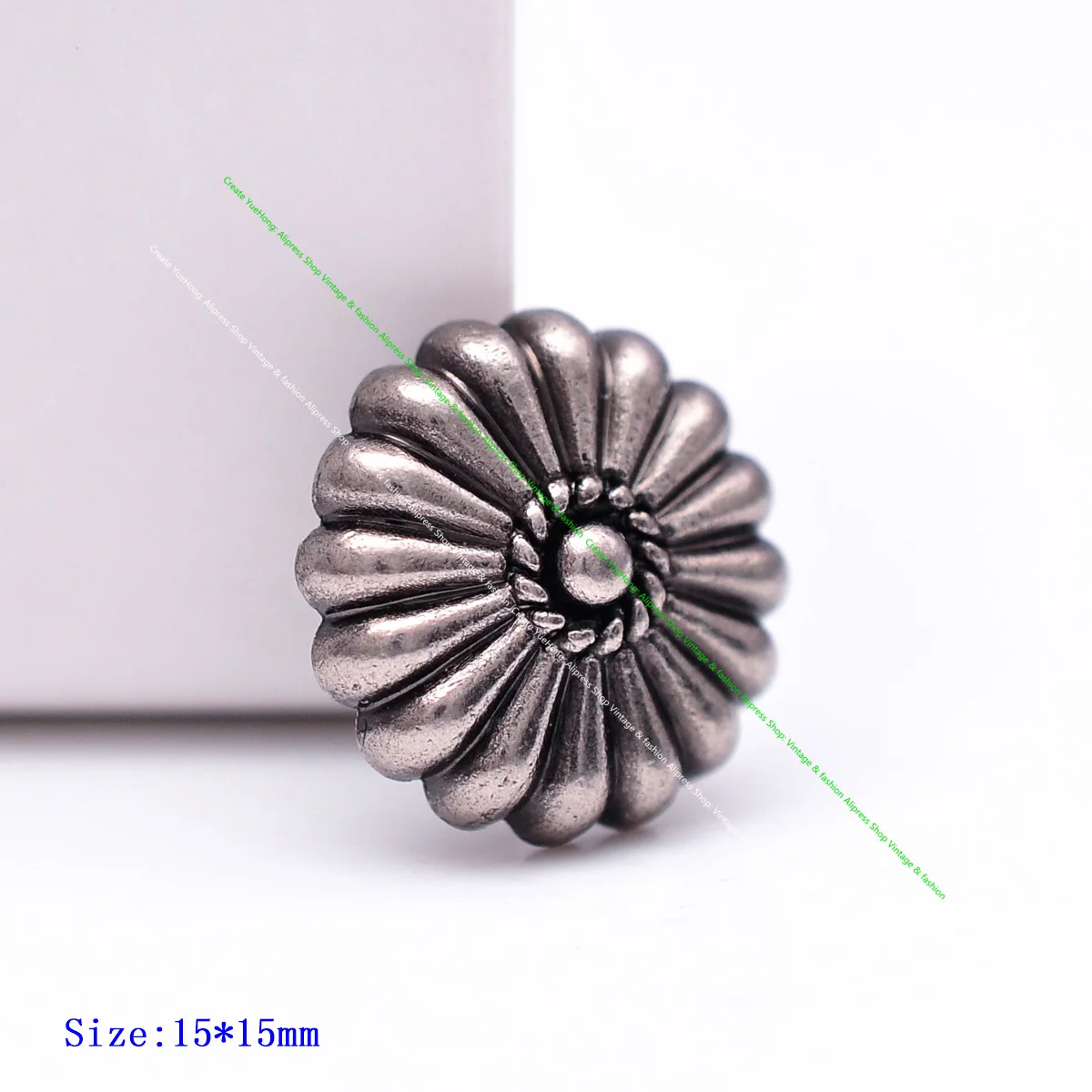 50PC 15mm Antique Silver Plate Parachute Flower fastener Rivet Stud ...