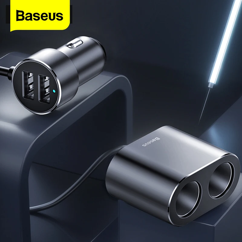 Baseus Car Splitter Cigarette Lighter 12v-24v Dual Usb Car Charger ...