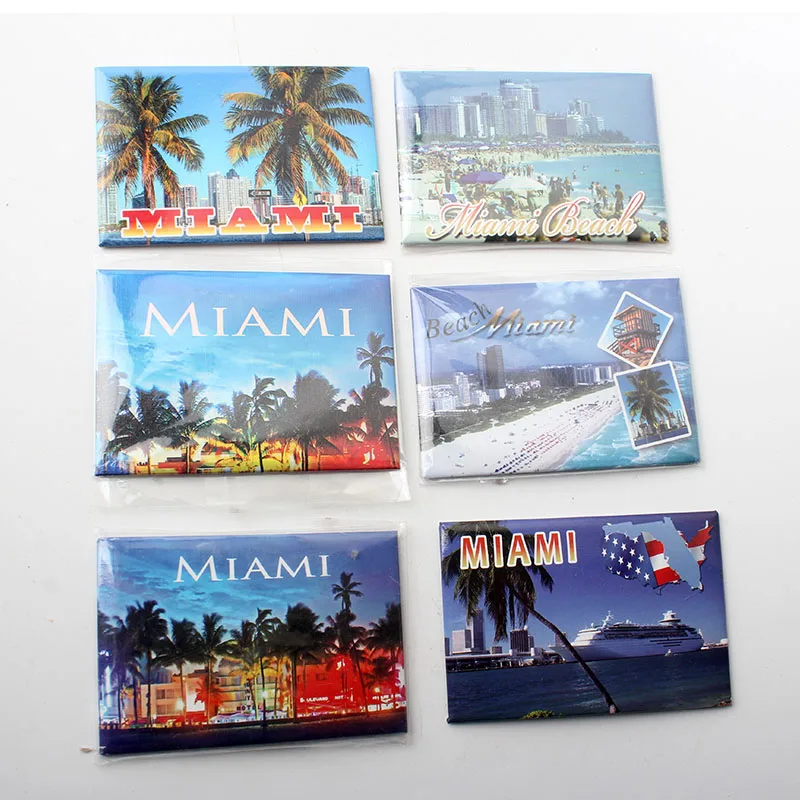 American Miami Famous Landmarks Art Paper Travel Souvenir Fridge ...