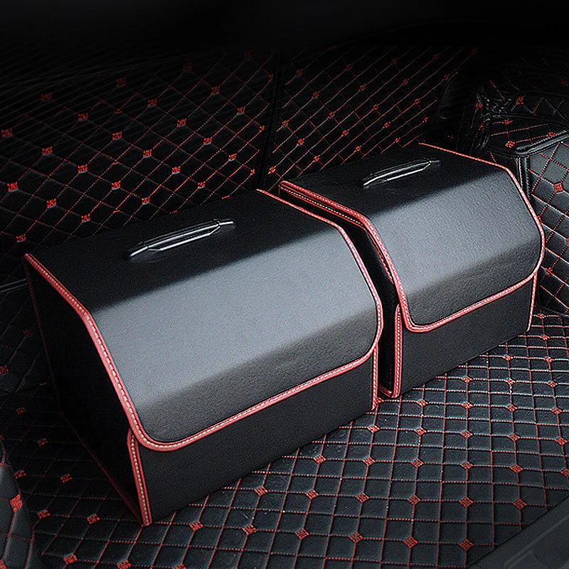 Black Car Trunk Storage Box PU Leather Large Storage Bag Folding ...