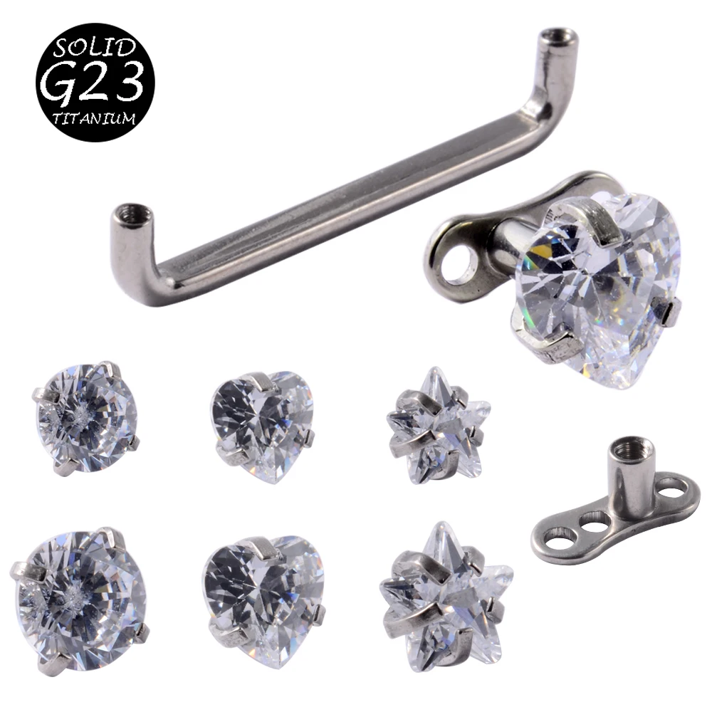 1Peice-G23-Titanium-Dermal-Anchor-Diver-Hide-In-Skin-Round-Star-Heart ...