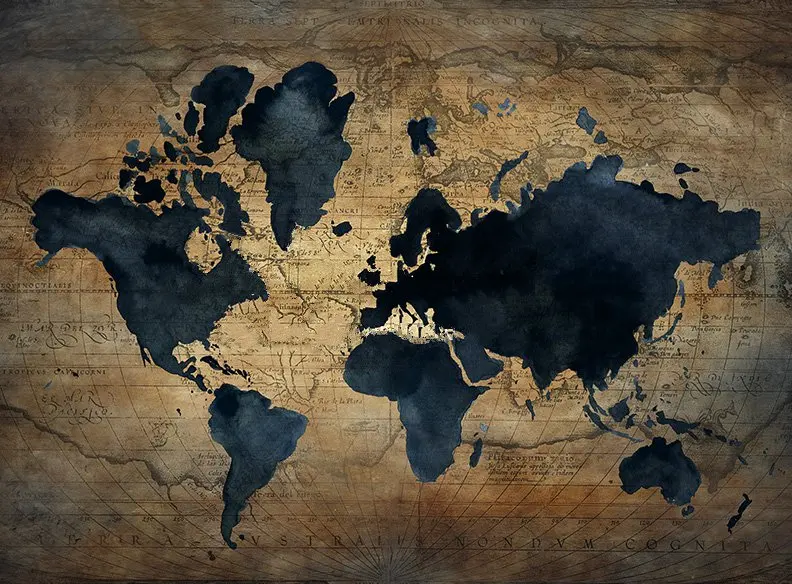 Vintage Blue Map Background