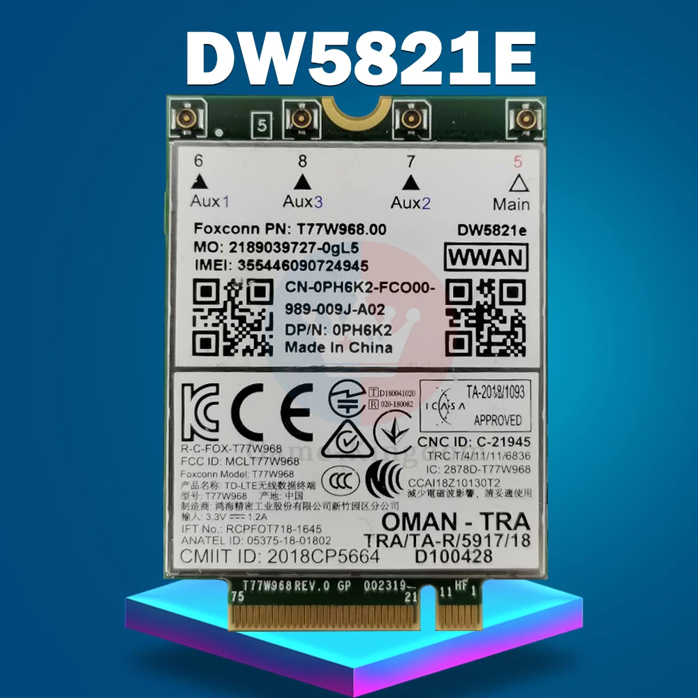 Foxconn DW5821e T77W968 LTE Cat16 M.2 4G module for Dell Latitude 7400 ...