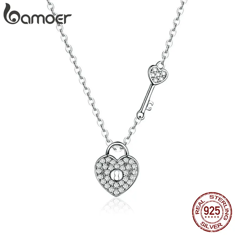 Bamoer New Arrival Luxury 925 Sterling Silver Love Heart Lock & Key ...
