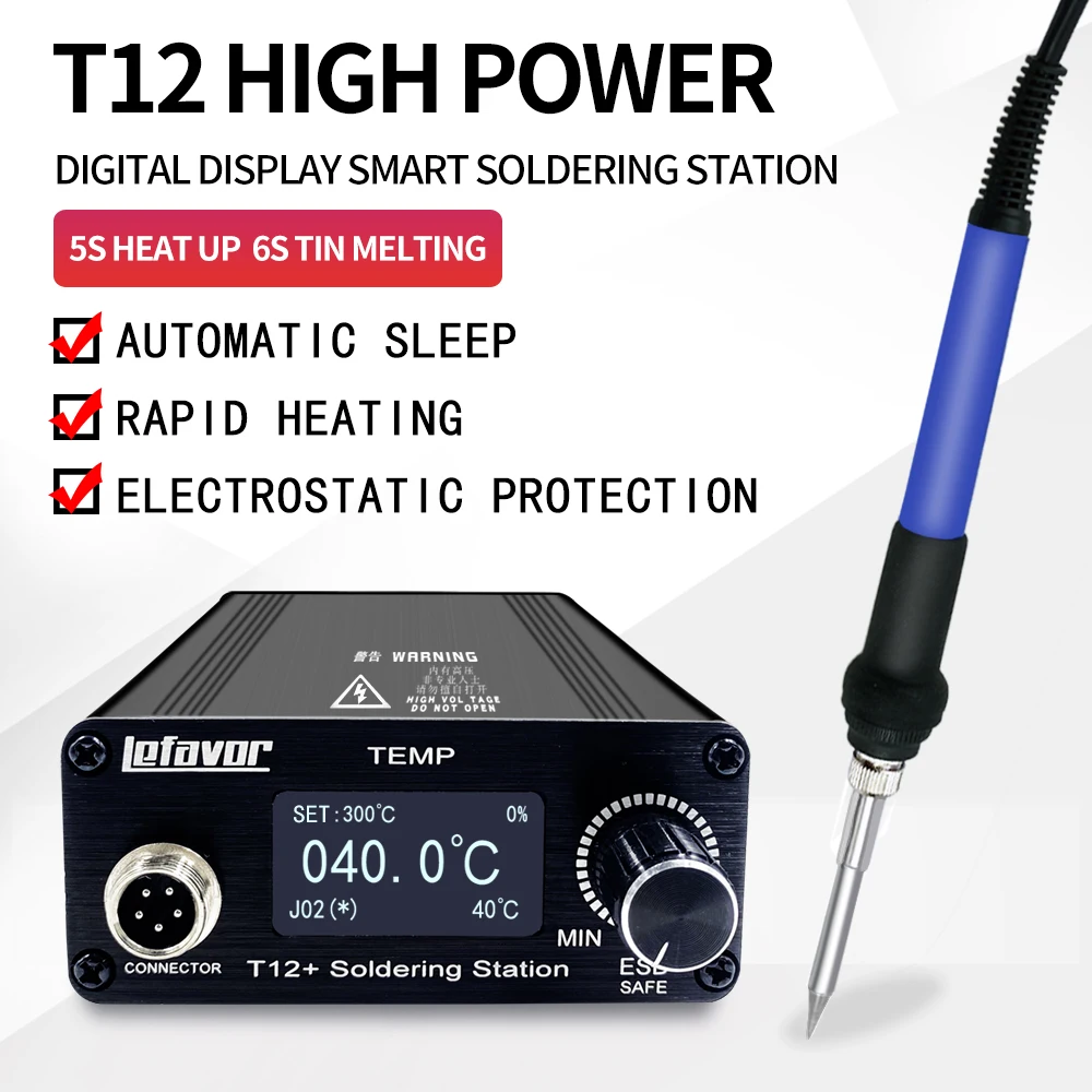 T12+ Soldering Station Soldering iron 1.3inch OLED Multi-function ...