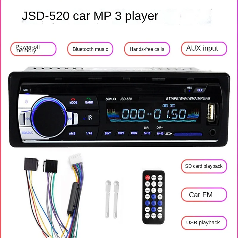 Jsd520 Car Fm Radio Card Usb Player Hands-free Call Car Bluetooth Mp3 ...