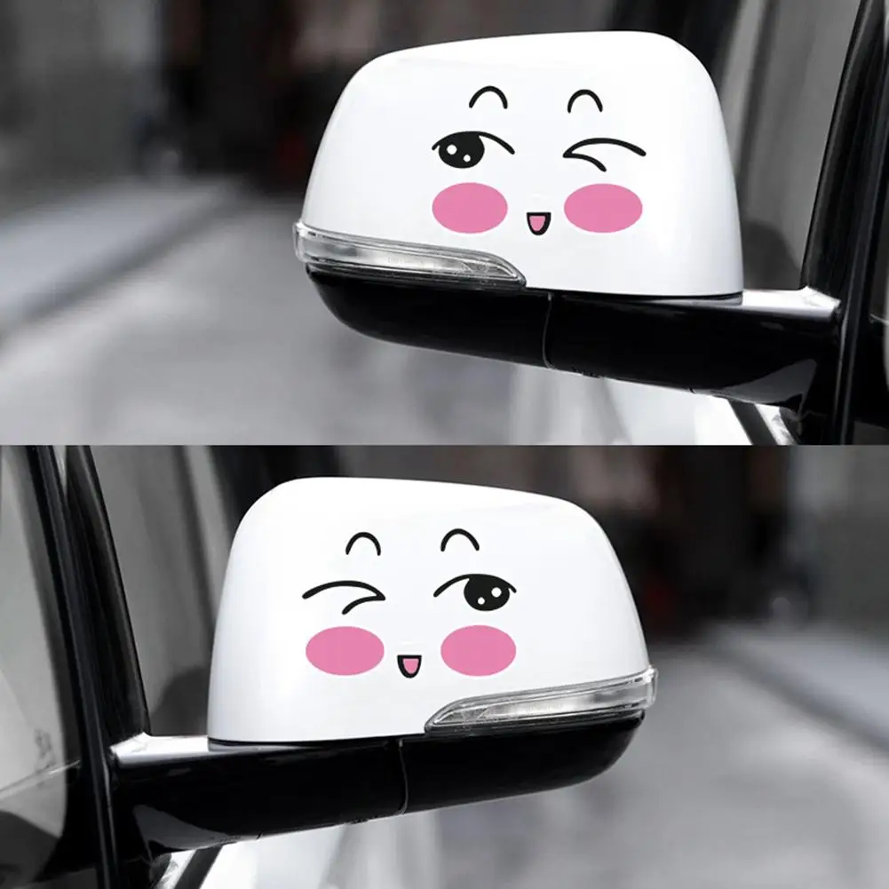Car Sticker Auto Funny Smiling Face Car Rearview Mirror Stickers ...