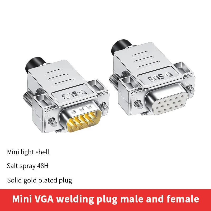 Mini-VGA-Welding-Connector-DB15-Male-Plug-Female-Socket-Metal-Shell-Kit ...
