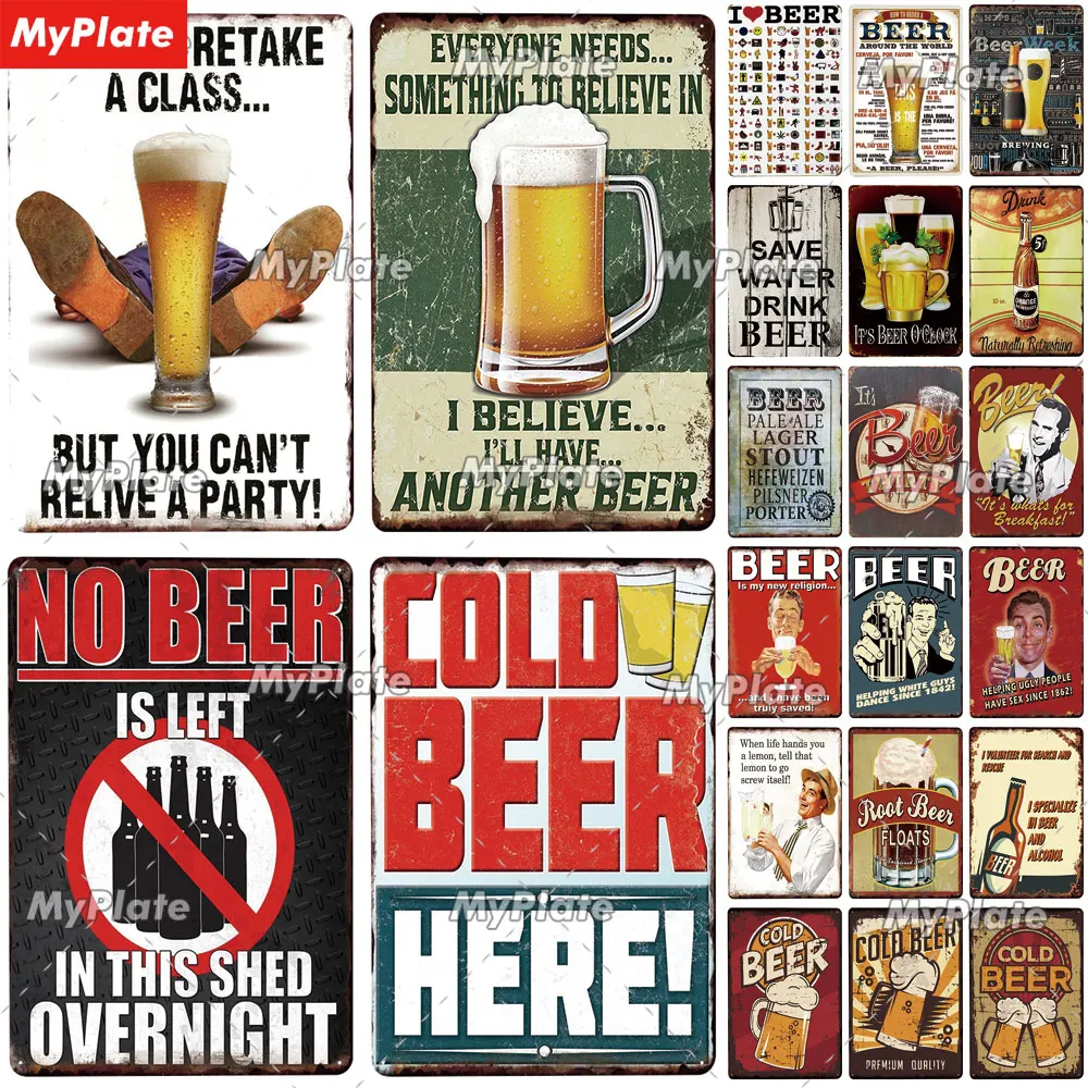 I Love Beer Metal Sign Vintage Plaque Alcohol Tin Sign Plate Wall Decor ...