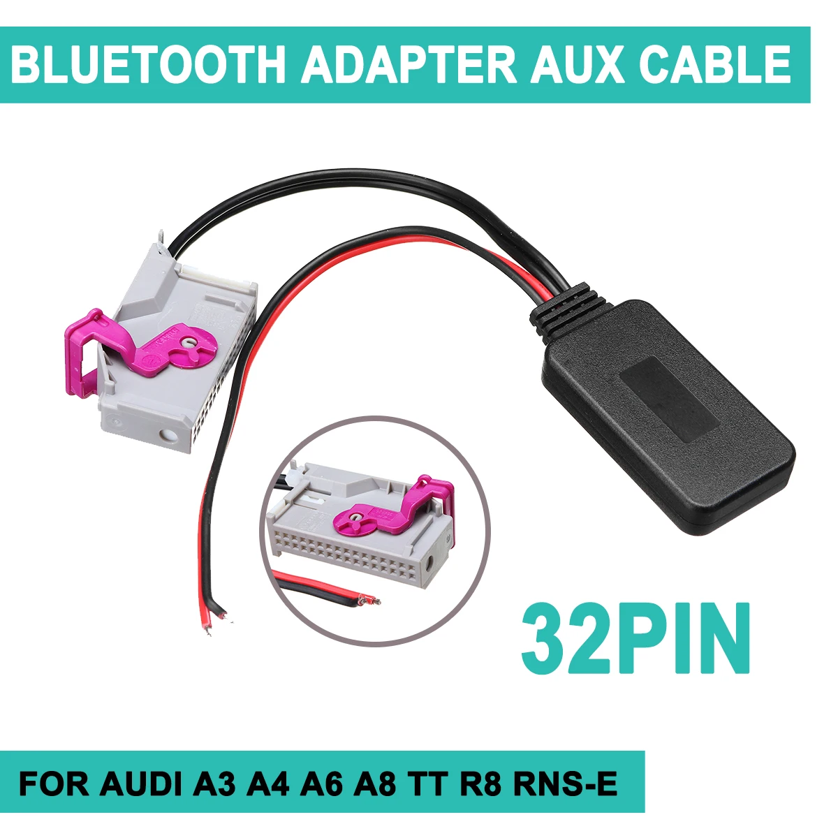 Wireless bluetooth Adapter 32Pin For Audi A3 A4 A6 A8 TT R8 RNS E Aux ...