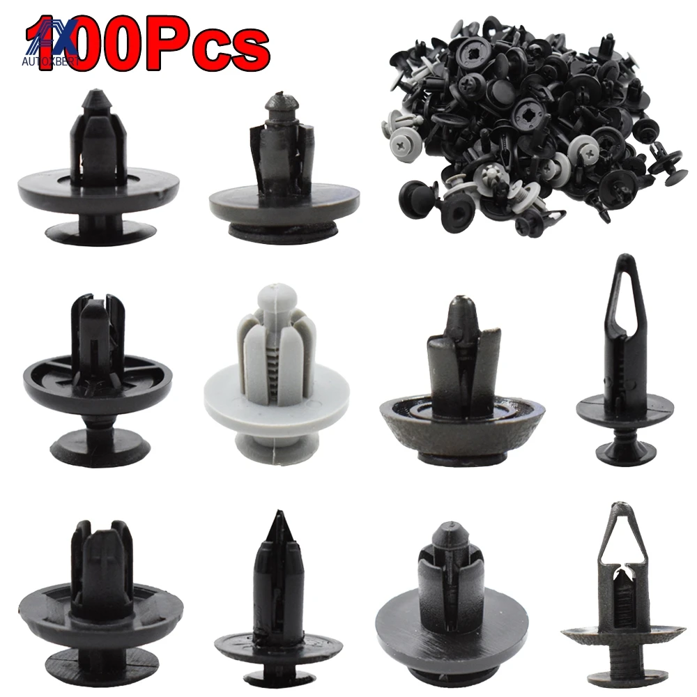 100 piezas Clips de coche sujetadores de plástico mixto para vehículos ...