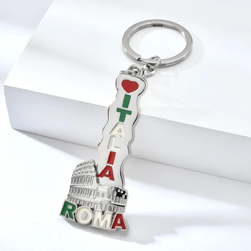 Roma Colosseum Emboss Pattern Keychain Italia Famous Buildings ...