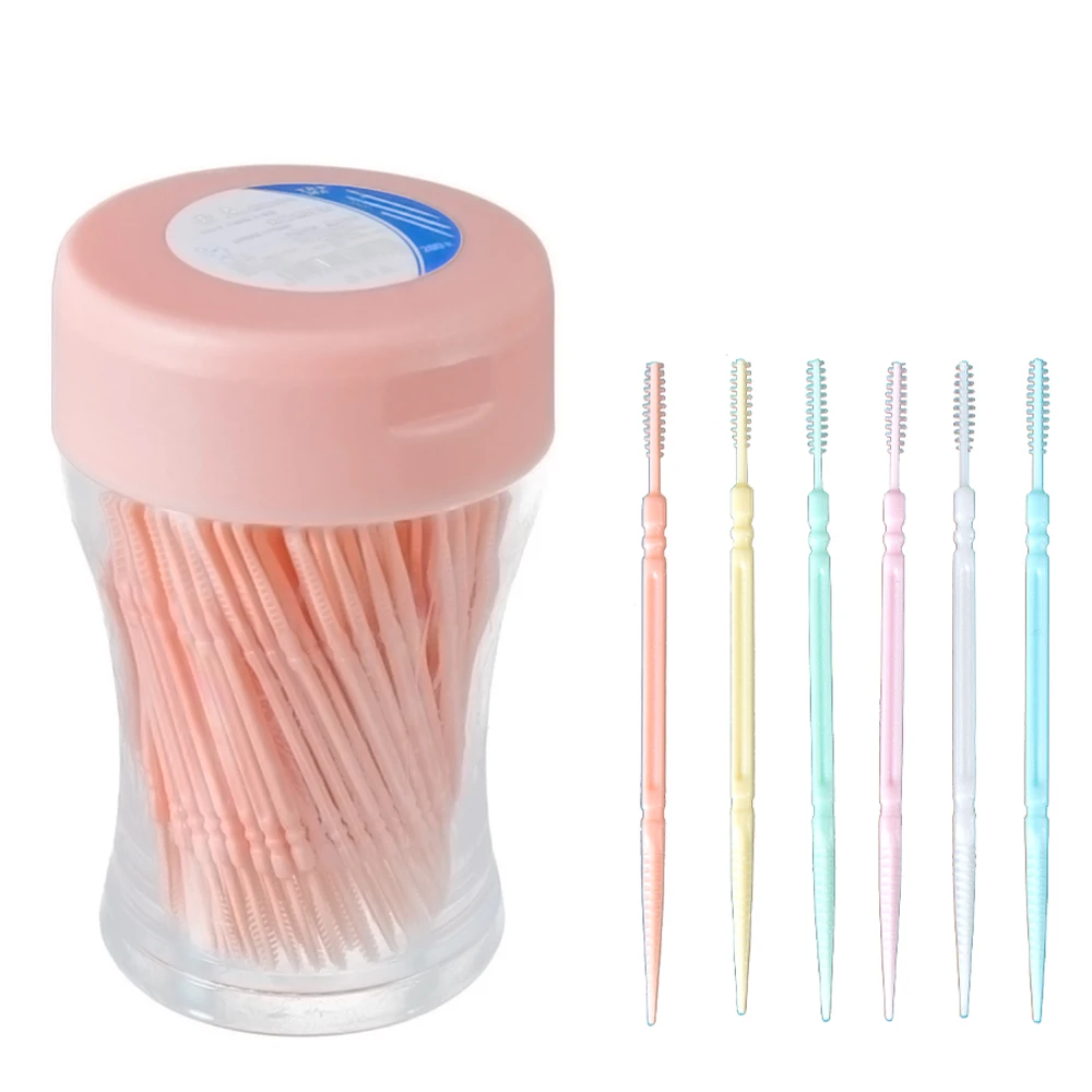 200pcs/set Soft Plastic Double head Brushed Toothpick Oral Care 6.2 Cm ...