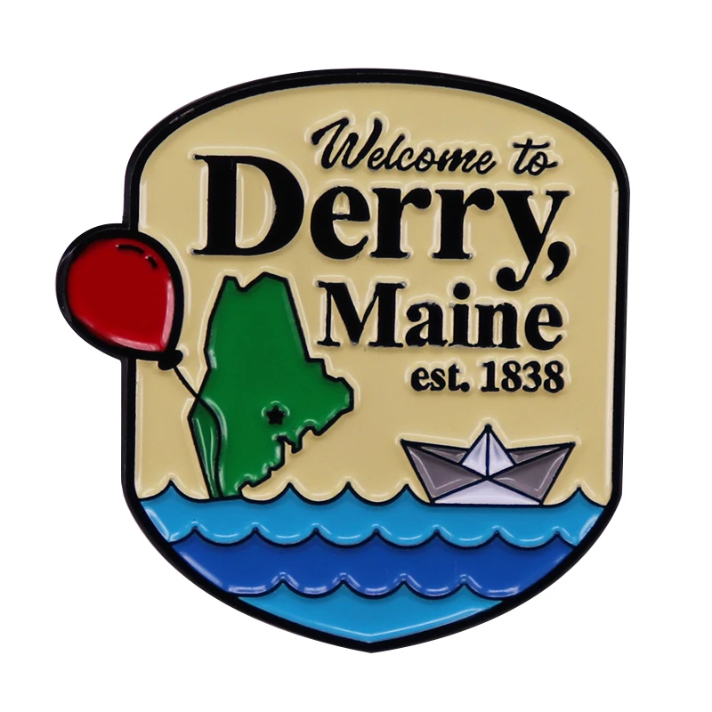 Welcome To Derry Maine Pennywise IT movie sign enamel pin badge ...