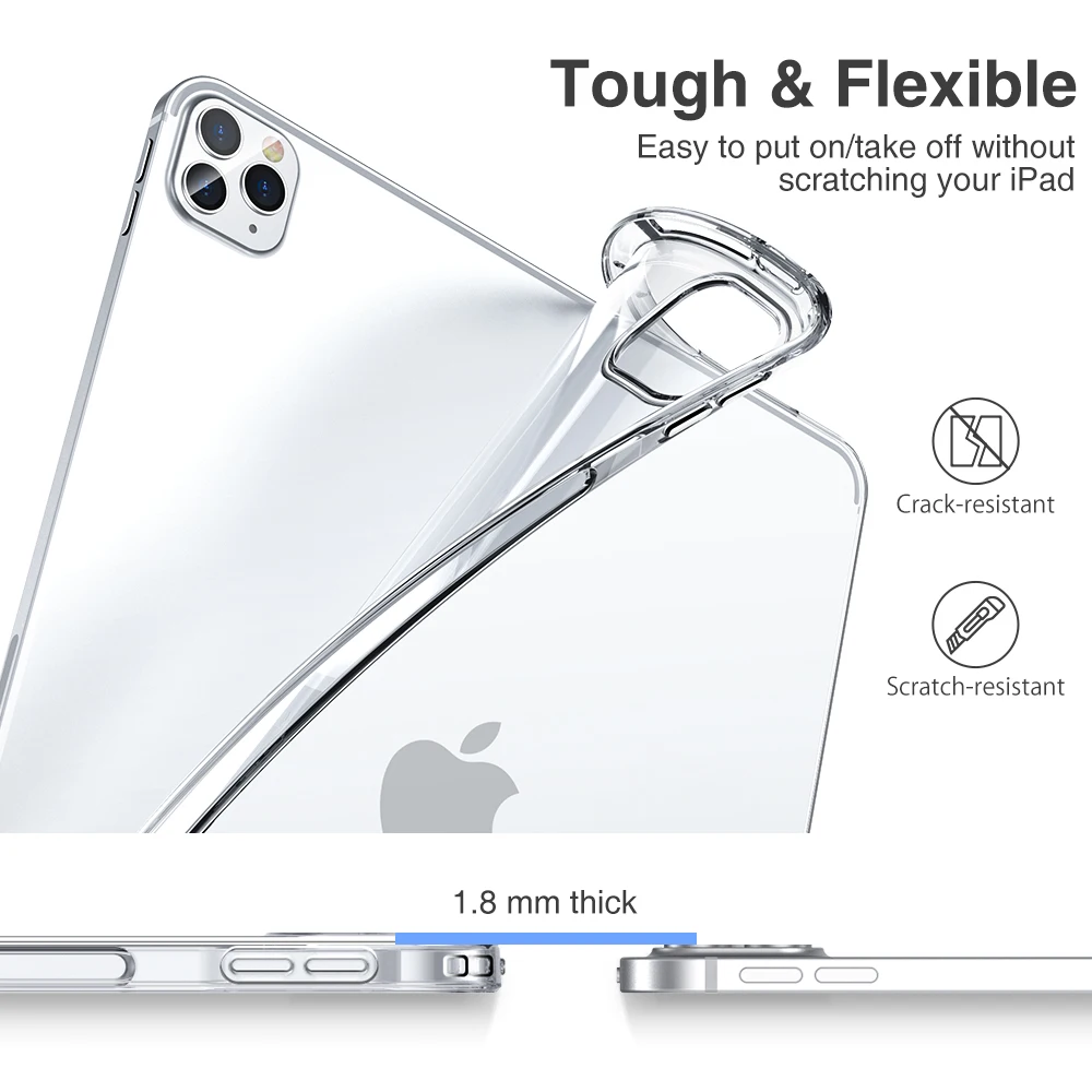 Clear Case for iPad Pro 11”/ 12.9 Inch 2020 Flexible Silicone ...