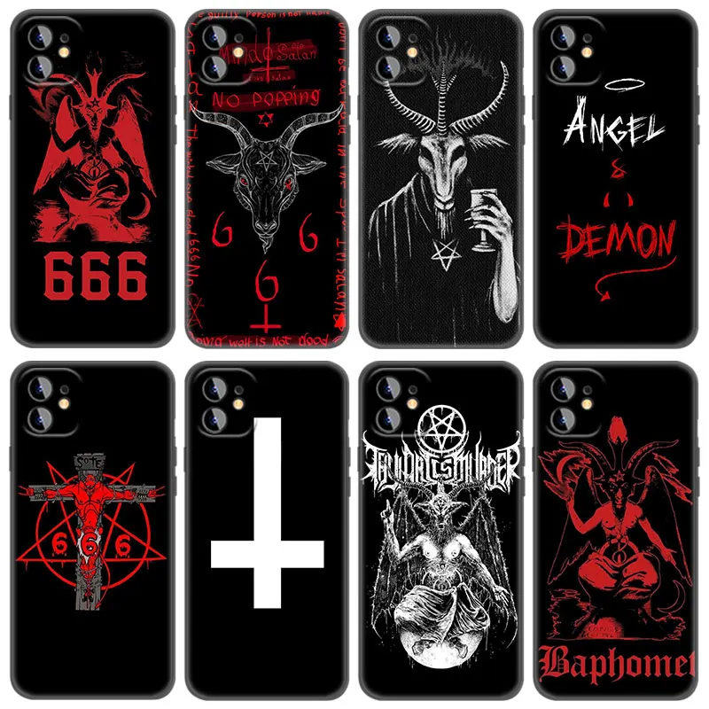 Pentagram 666 악마 사탄 케이스 Apple iPhone 13 12 Mini 11 Pro Max XR X XS MAX ...