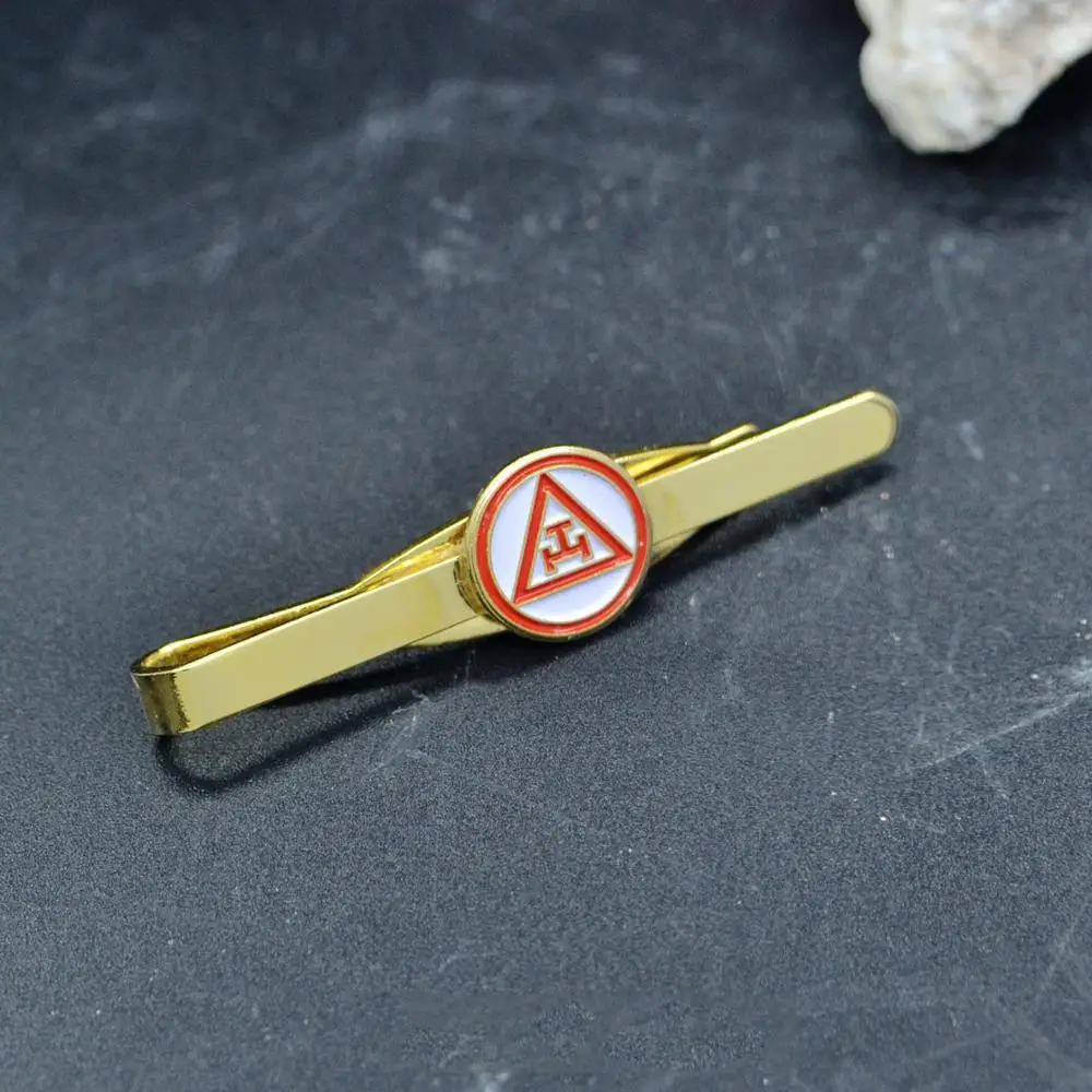 Masonic Tie Clips Royal Arch Masonry Red Triangular Pattern Metal Pin ...