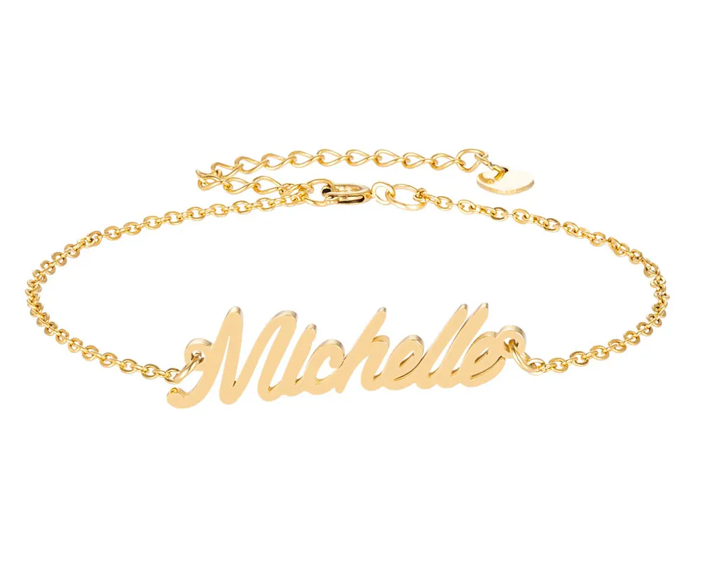 Michelle-Name-Bracelet-Women-Girl-Jewelry-Stainless-Steel-Gold-Plated ...