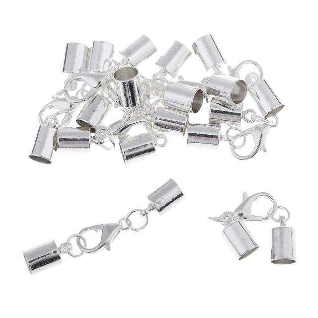 Sterling Kumihimo End Caps Cord Ends, Crimp Style With Loop 9x2.7mm,