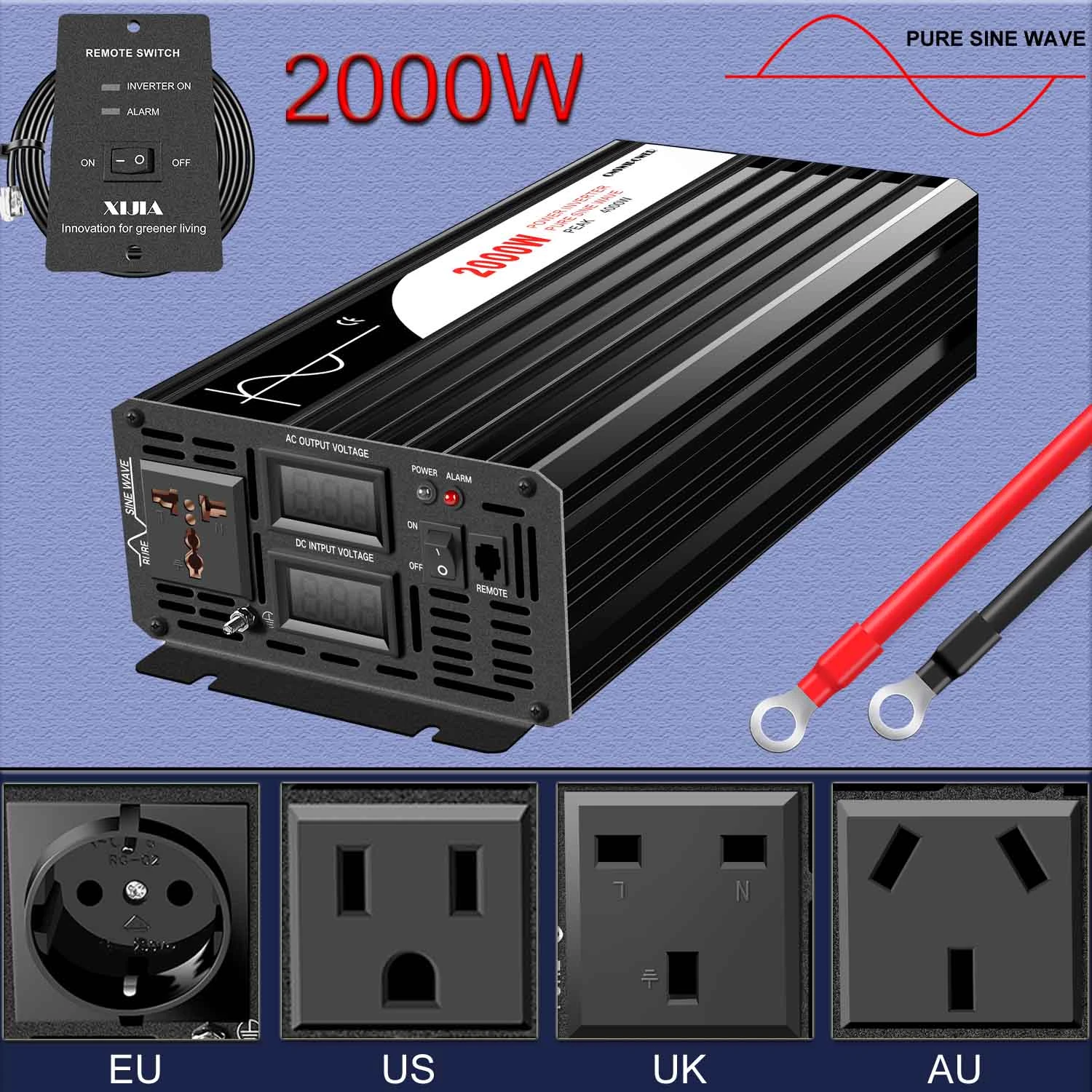 2000W Car power inverter 12v 220v pure sine wave convertor onduleur 24v ...