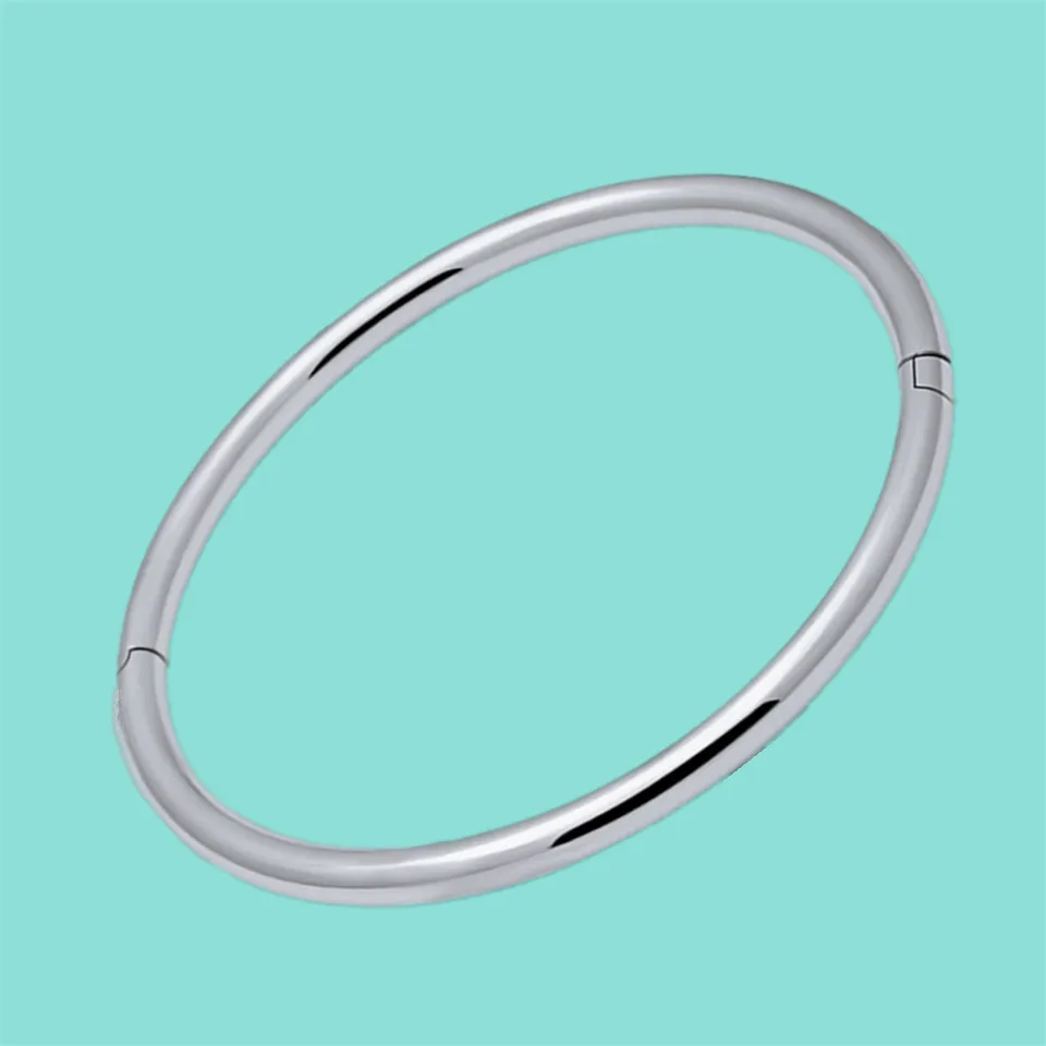 Women's 925 Sterling Silver Bangle Simple Smooth Bangle Solid Female ...