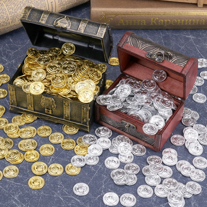 REPLICA-50PCS-Plastic-Pirate-Coin-Halloween-Kids-Birthday-Party ...