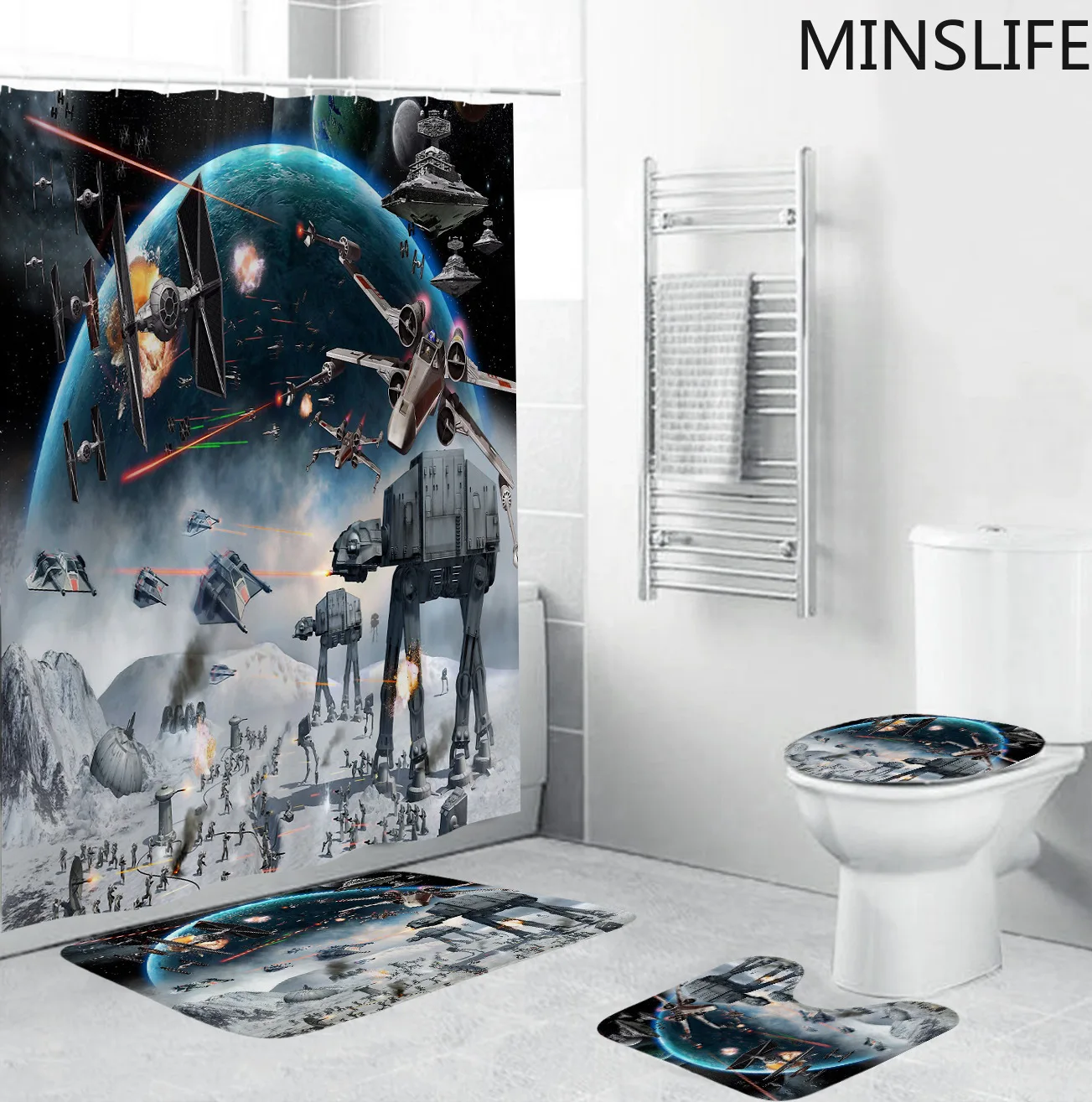 Star-Alien-Wars-Printed-Pattern-180x180cm-Shower-Curtain-Pedestal-Rug ...