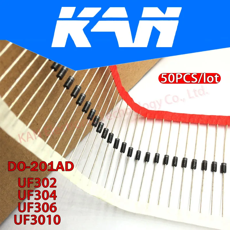 50PCS-UF302-UF304-UF306-UF3010-DO-201AD-Plug-in-Unit-Fast-Recovery ...