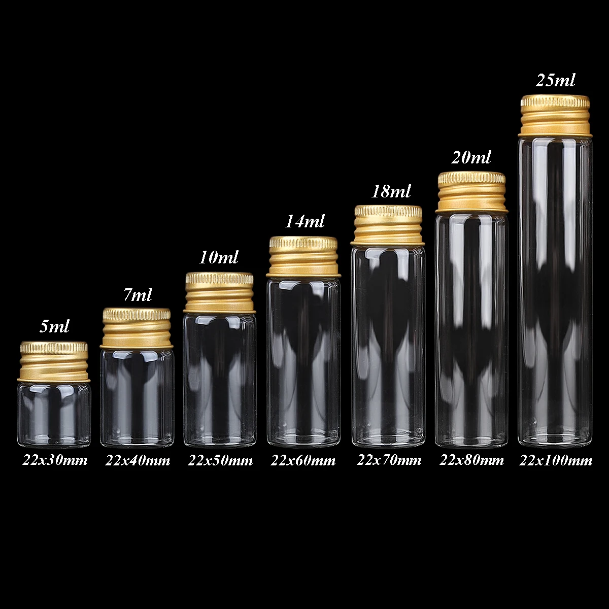 10pcs Dia 22mm 5ml/7ml/10ml/14ml/18ml/20ml/25ml Glass Bottles Glass ...