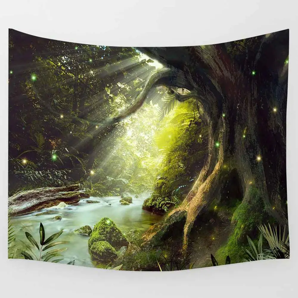 Tapiz psicodélico, Castillo de setas, plantas de cuento de hadas, arte ...
