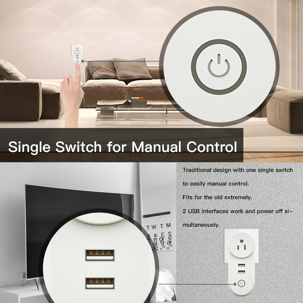 Prise électrique - Moes - ZigBee 3.0 - 2 interfaces USB - Commande ...