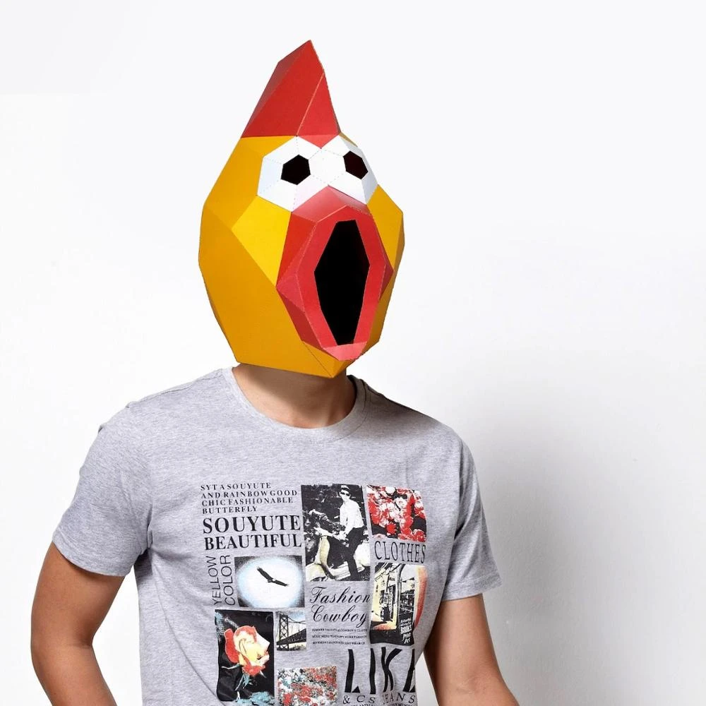 Paper Mask 3d Shrilling Chicken Costume Cosplay Diy Paper Craft Model ...