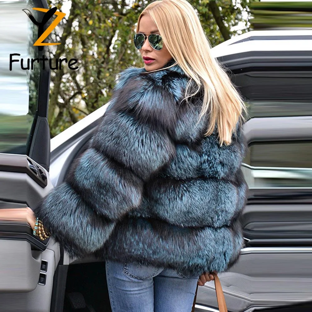 Yz.furture Real Fox Fur Coat Winter Fur Jacket Outerwear Natural Fox Fur Coats For Women Thicken ...