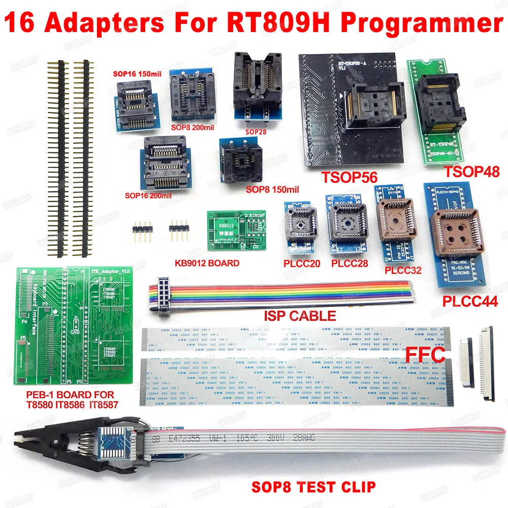 16-Adapter-For-RT809H-Programmer-TSOP56-TSOP48-FFC-KB9012-PLCC-SOP8 ...