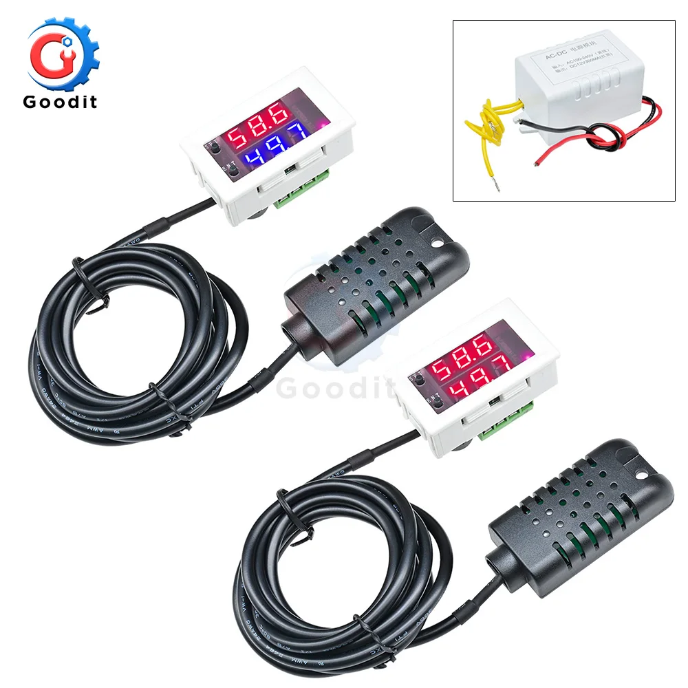 Mini Digital Humidity Controller Ac 110v-220v Dc 12v 24v Hygrometer ...