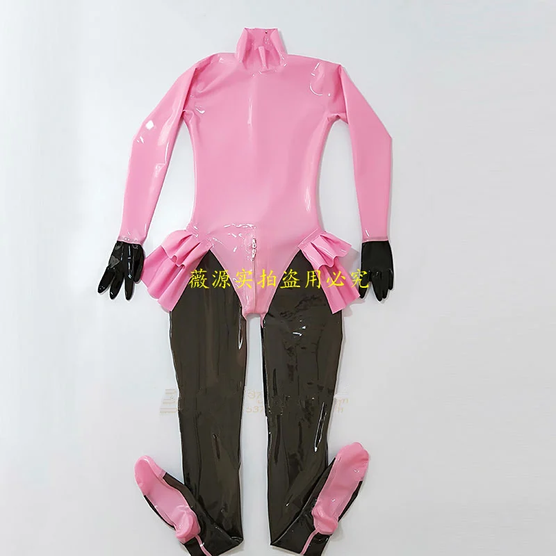 Sexy Women Pin Latex Catsuit Full Body Rubber Gummi Socks With Back ...