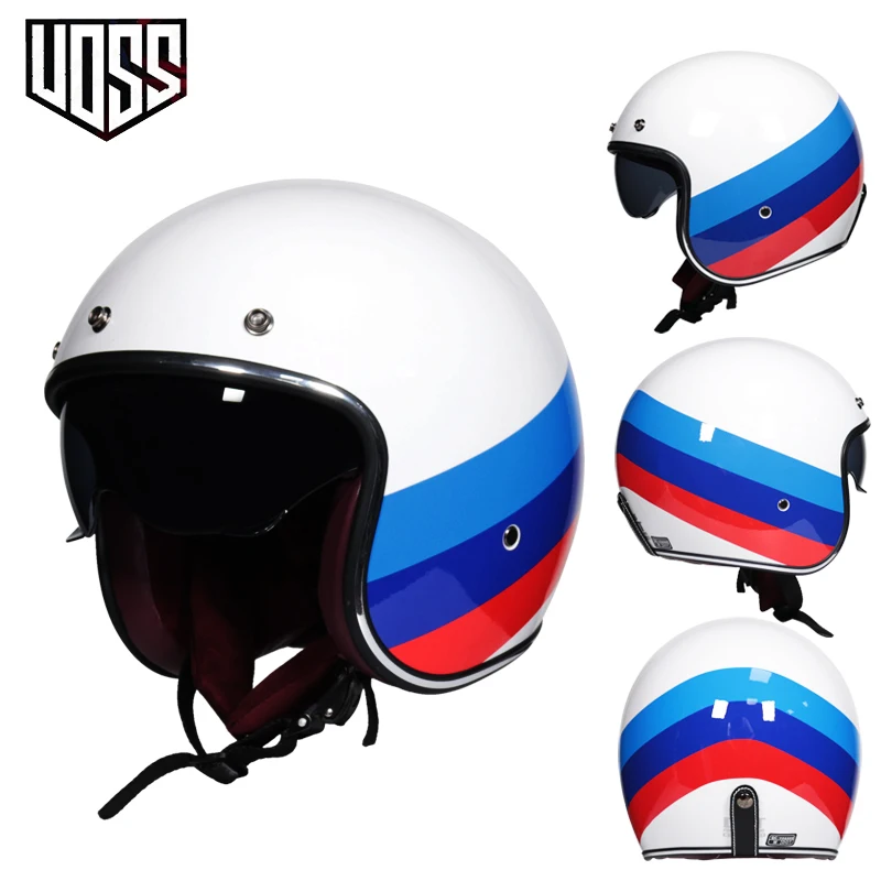 Capacete retrô para motocicleta, capacete aberto 3/4, unissex, vintage ...