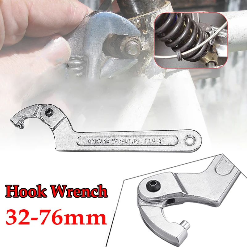 8" Adjustable Hook Wrench C Spanner Tool Motorcycle Suspension Spring ...