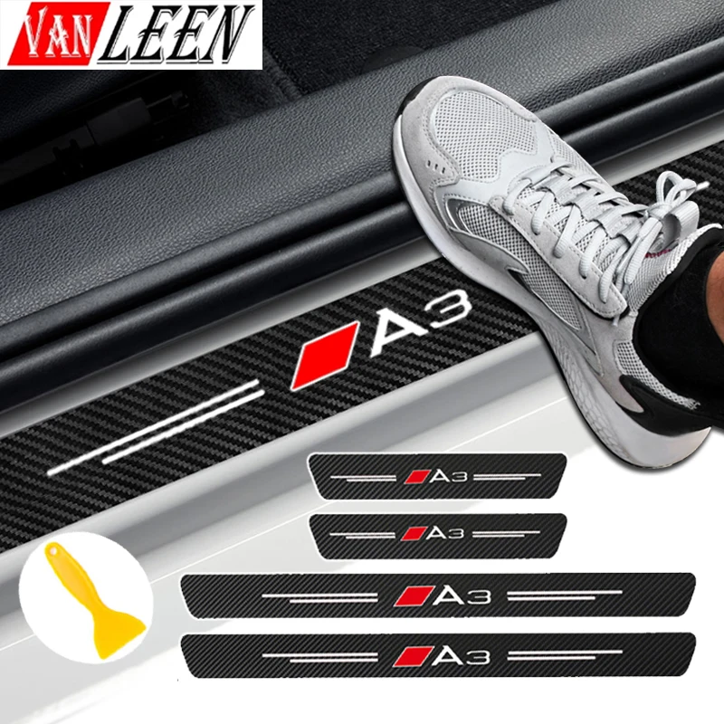 Carbon-Fiber-Car-Door-Edge-Sill-Protector-Strip-Stickers-For-Audi-A3-8V ...