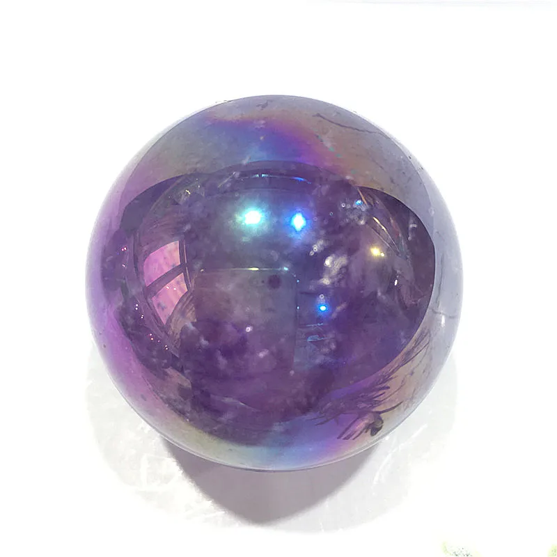 1PCS Electroplating Rainbow Magic Crystal Ball Angel Aura Natural ...