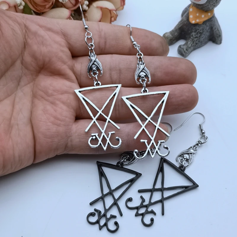 Lucifer Symbol Earrings | Pendant Earrings | Lucifer Jewelry | Satan ...