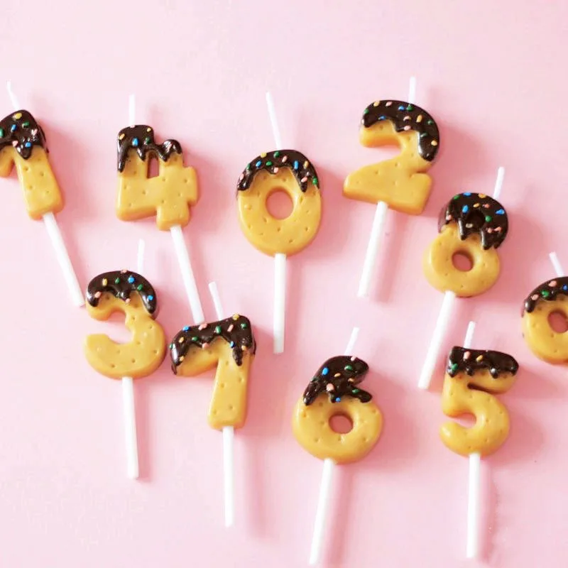 Birthday-Candle-Cake-Topper-Baking-Decorating-Cute-Numbers-Donut-0-9 ...