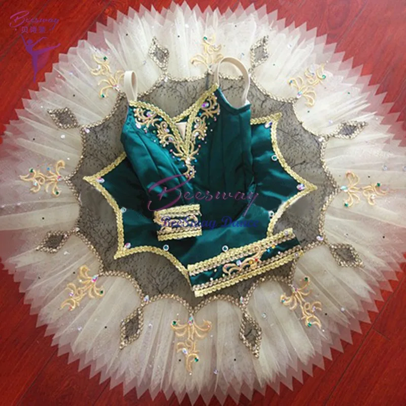 Green Professional Ballet Tutu Women Green Ballet Stage Costume For ...