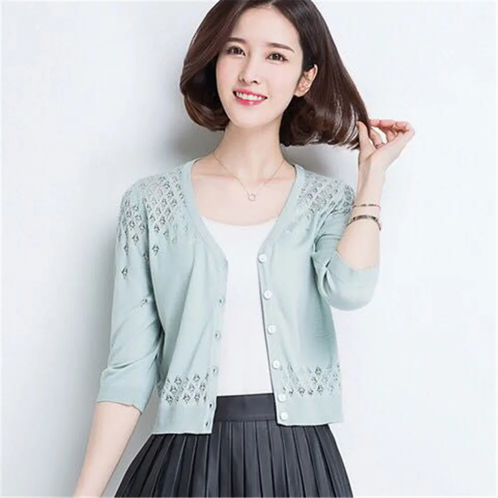 Spring-Summer-Cardigan-Women-Hollow-Out-Shawl-Outerwear-Girls-Knitted ...