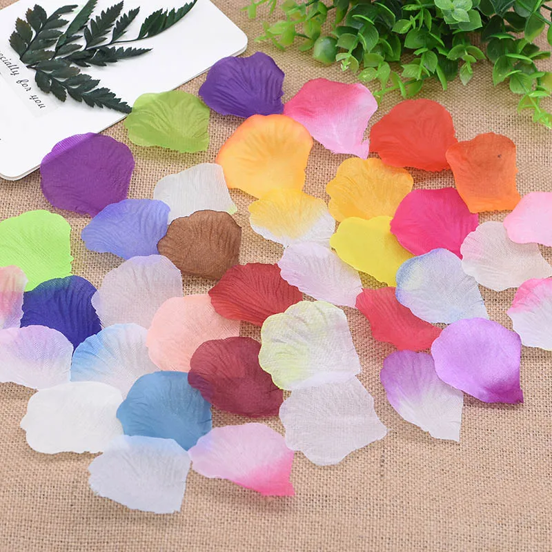 500/1000pcs 5*4.5CM Romantic Artificial Flowers Colored Silk Rose Petal ...