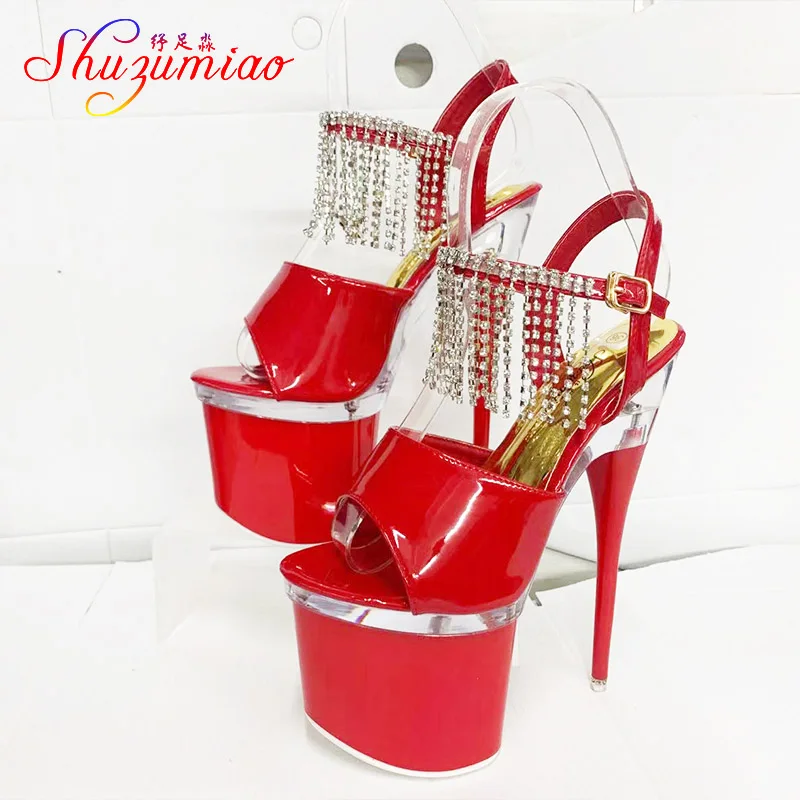Ultra High Heel 18CM Fine Sandals Women Waterproof Platform Steel Pipe ...