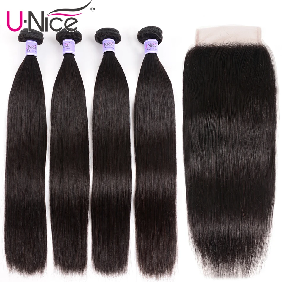 UNice Hair mechones de pelo liso brasileño de la serie Kysiss, 4 ...