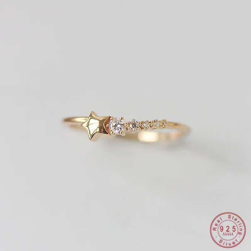 Anillo de Plata de Ley 925 con forma de estrella Pavé para mujer ...