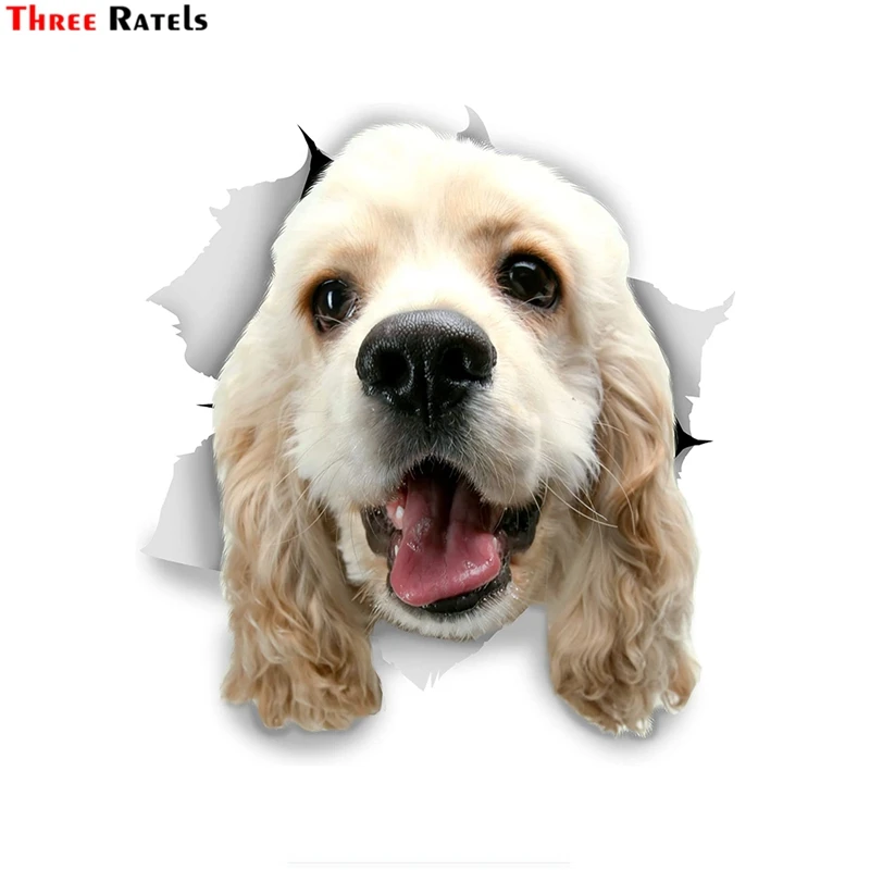 Three Ratels Ftc-1090 3d Dog Stickers Car Sticker White Cocker Spaniel ...